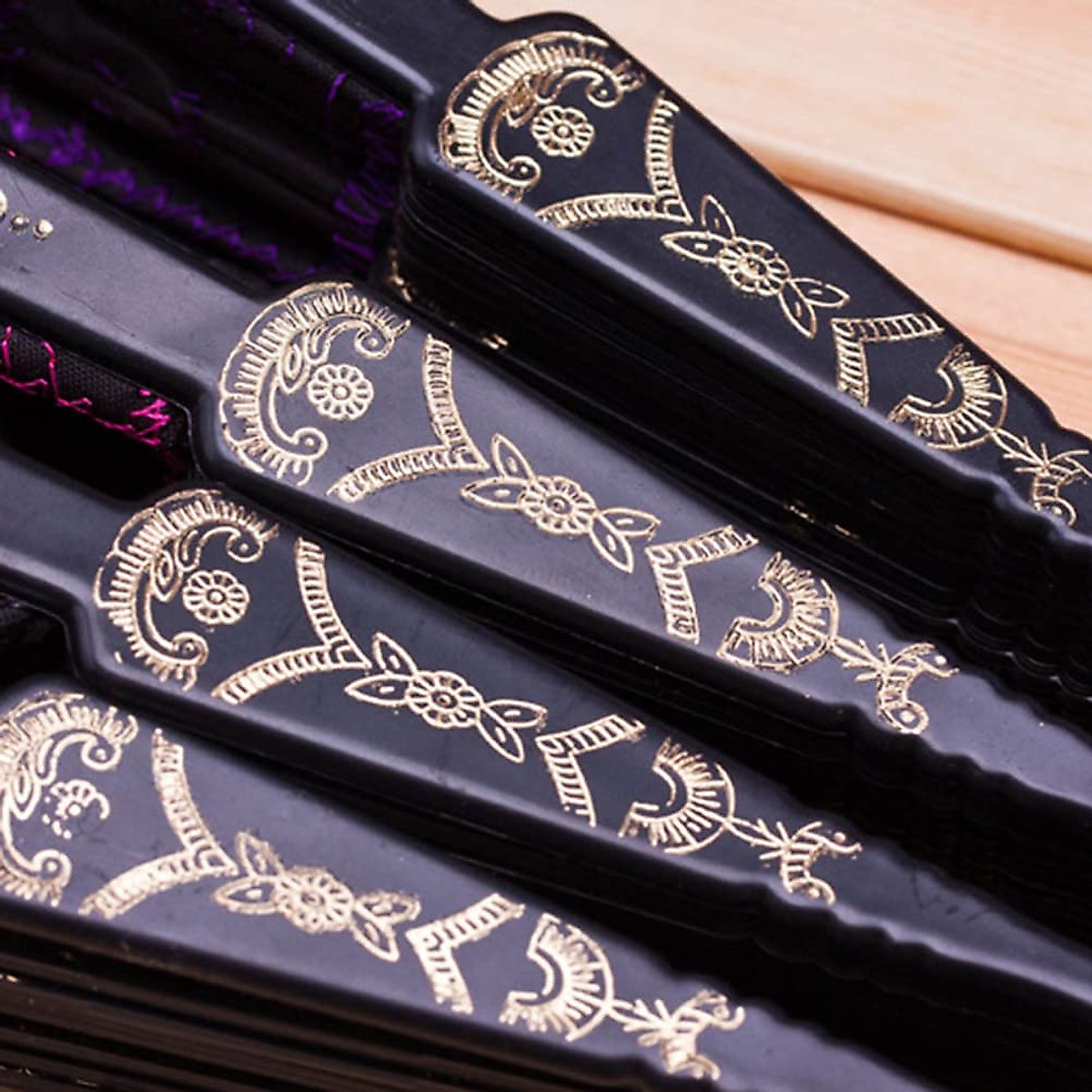 DECHOUS 2pcs Embroidered Sequin Fan Dancing Fans Hand Fans for Women Foldable Fan Sequin Fabric Hand Fan Embroidered Sequin Handheld Fan Folding Fan Vintage Miss The Fabric Purple