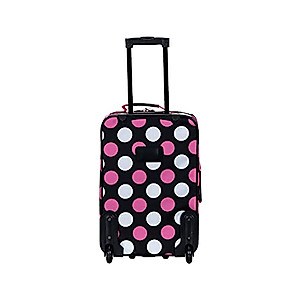 Rockland Escape 4-Piece Softside Upright Luggage Set, Telescoping Handles, Multi/Pink Dot, (14/19/24/28)