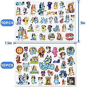 20 Sheets (650Pcs) Blue Dog Temporary Tattoos Stickers for Kids, Blue Dog Birthday Party Supplies Decorations Party Favors, Gifts for Boys Girls School Classroom Rewards