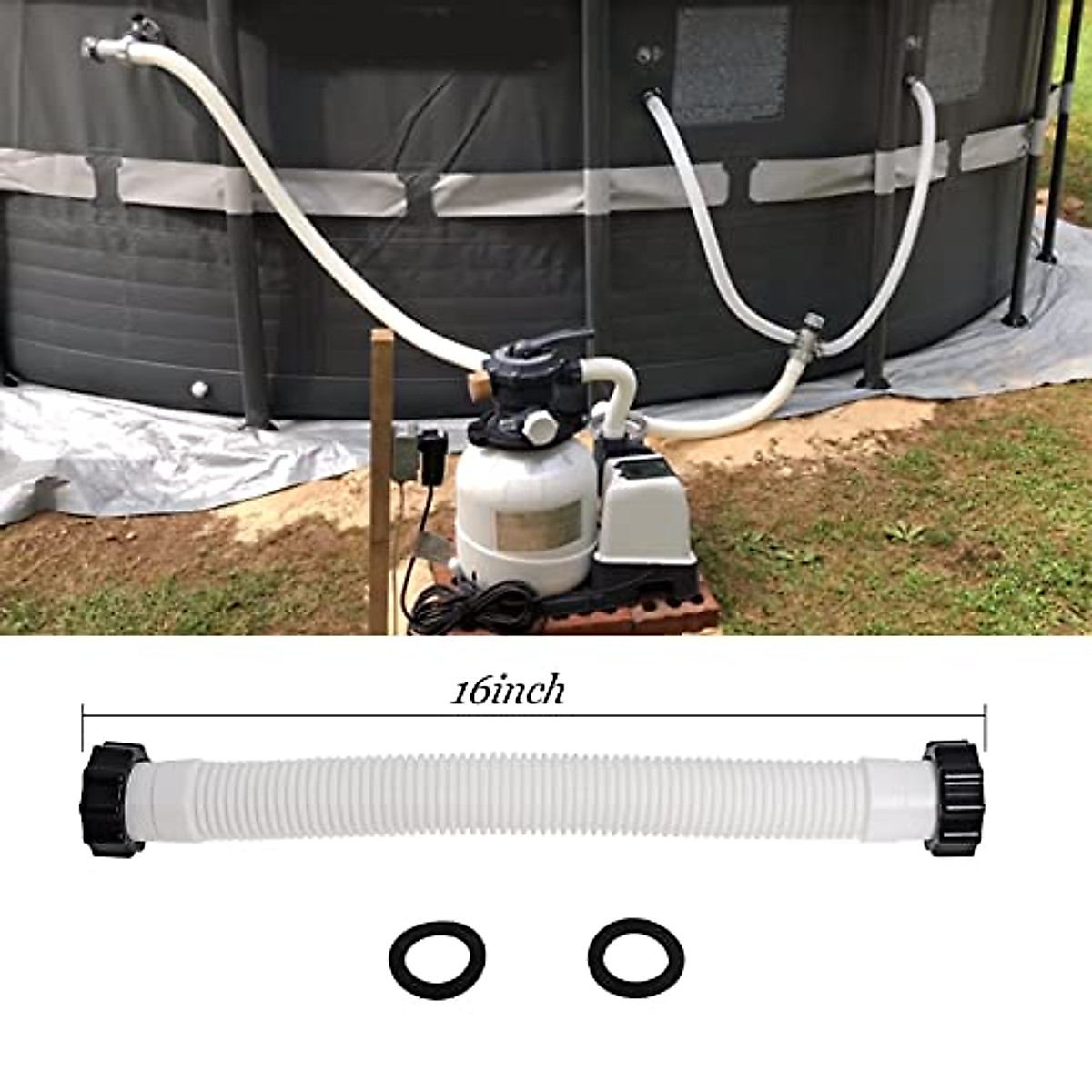 11535 Pool Sand Filter Pump Hose, Interconnecting Hose Replacement Compatible with Intex 16 Inch Sand Filter Pumps & Saltwater Systems