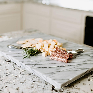 Villa Acacia Marble Cutting Board - 20 x 16 Inch Marble Slab Pastry Board for Charcuterie, Cheese, Dough, Dessert - Decorative Stone Cutting Board for Kitchen and Home﻿