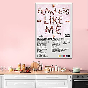 R-timer Lucki Poster Flawless Like Me Album Cover Poster Music Poster Decorations Paintings Retro Poster Canvas Wall Art for Living Room Bedroom Gift Unframed (12x18inch(30x45cm))