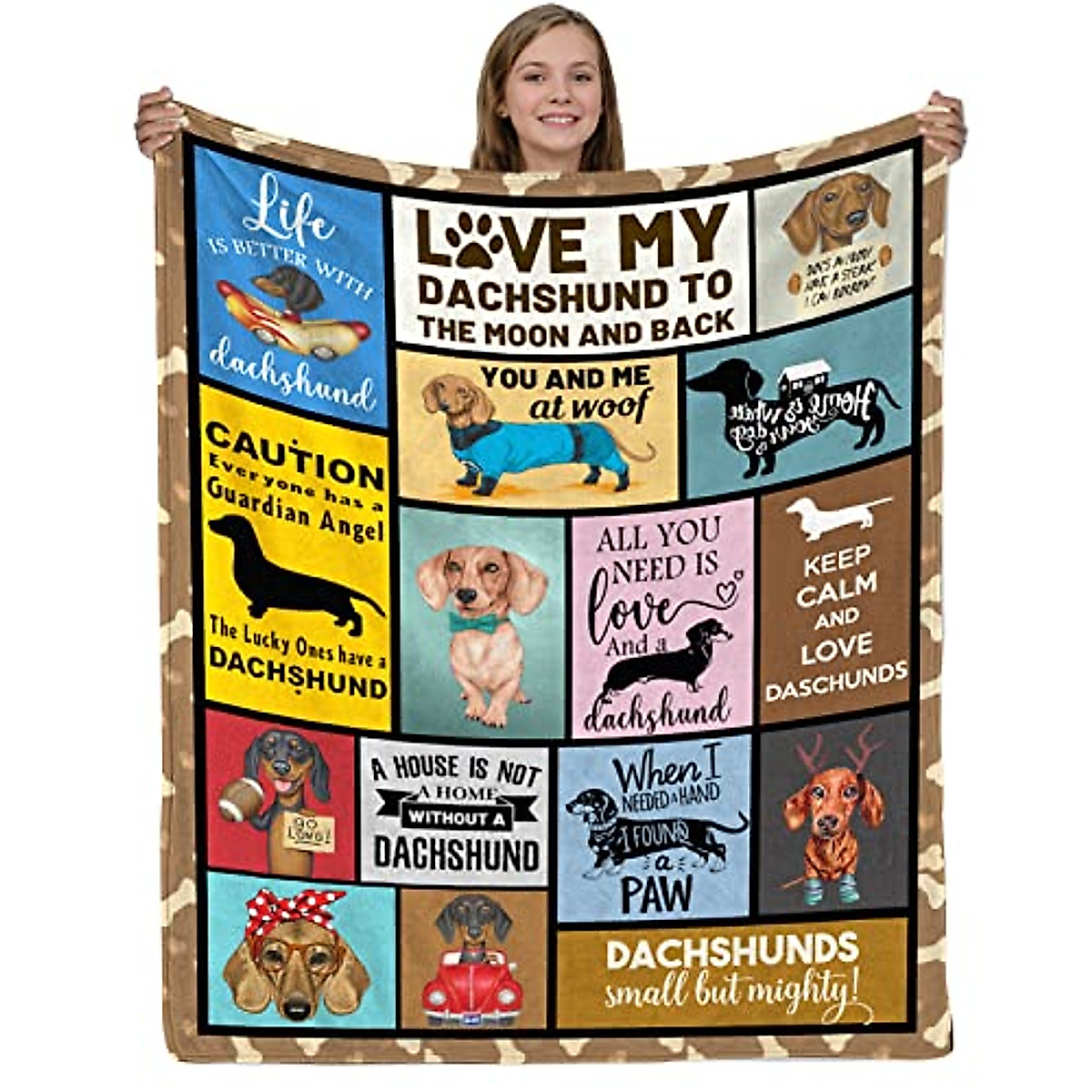 Birthday Gifts for Women, Dachshund Gifts for Dachshund Lovers, Dachshund Blanket and Throws, Cute Animal Pattern on Soft Flannel Fleece Blankets Birthday Gifts for Boys and Girls 60"x50"