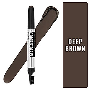 Maybelline TattooStudio Brow Lift Stick Makeup with Tinted Wax Conditioning Complex, Deep Brown, 1 Count