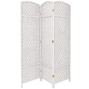 Oriental Furniture 7 ft. Tall Diamond Weave Room Divider - White - 3 Panels