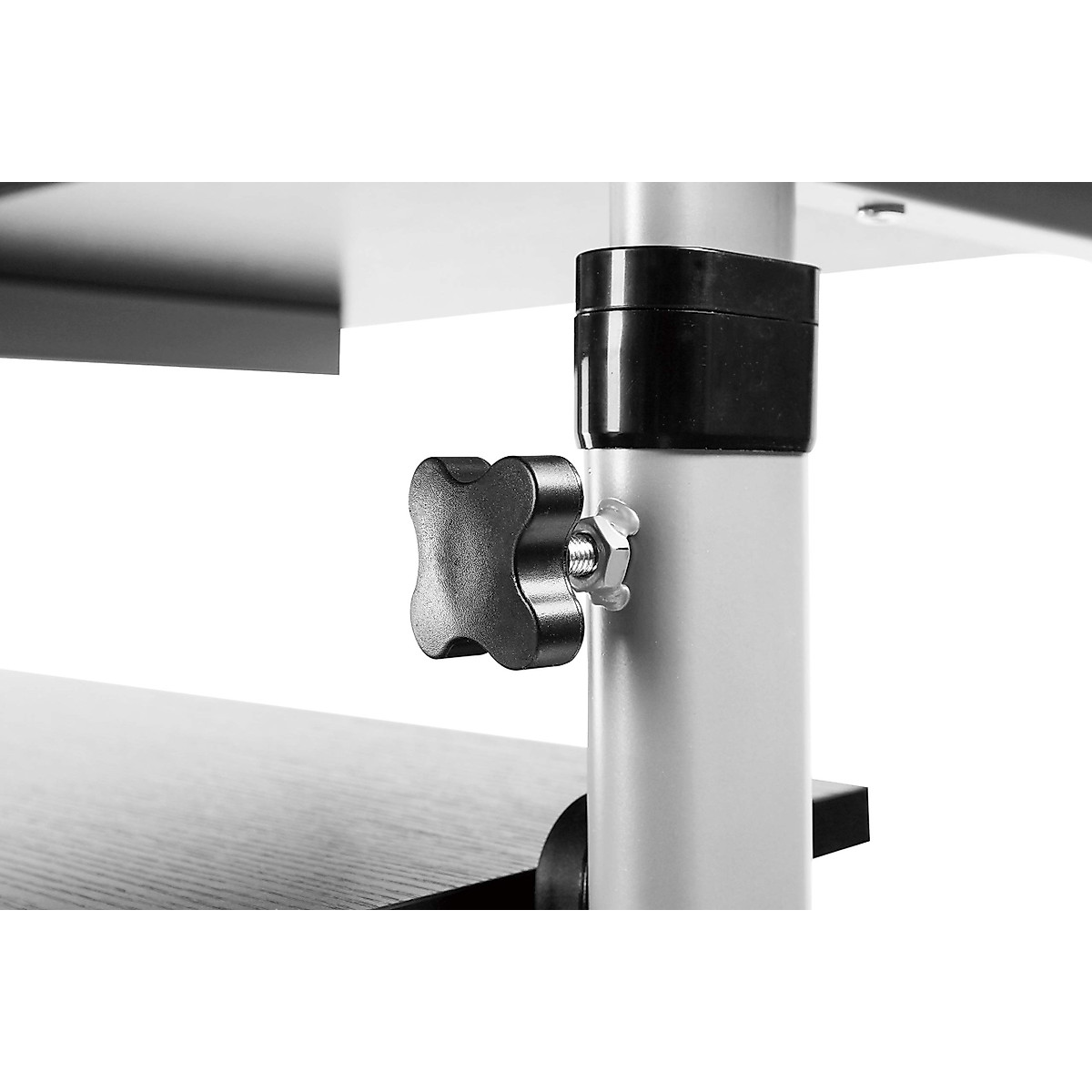 TechOrbits White Mobile Standing Desk Rolling Workstation Cart - Stand Up Media Podium Mobile Desk