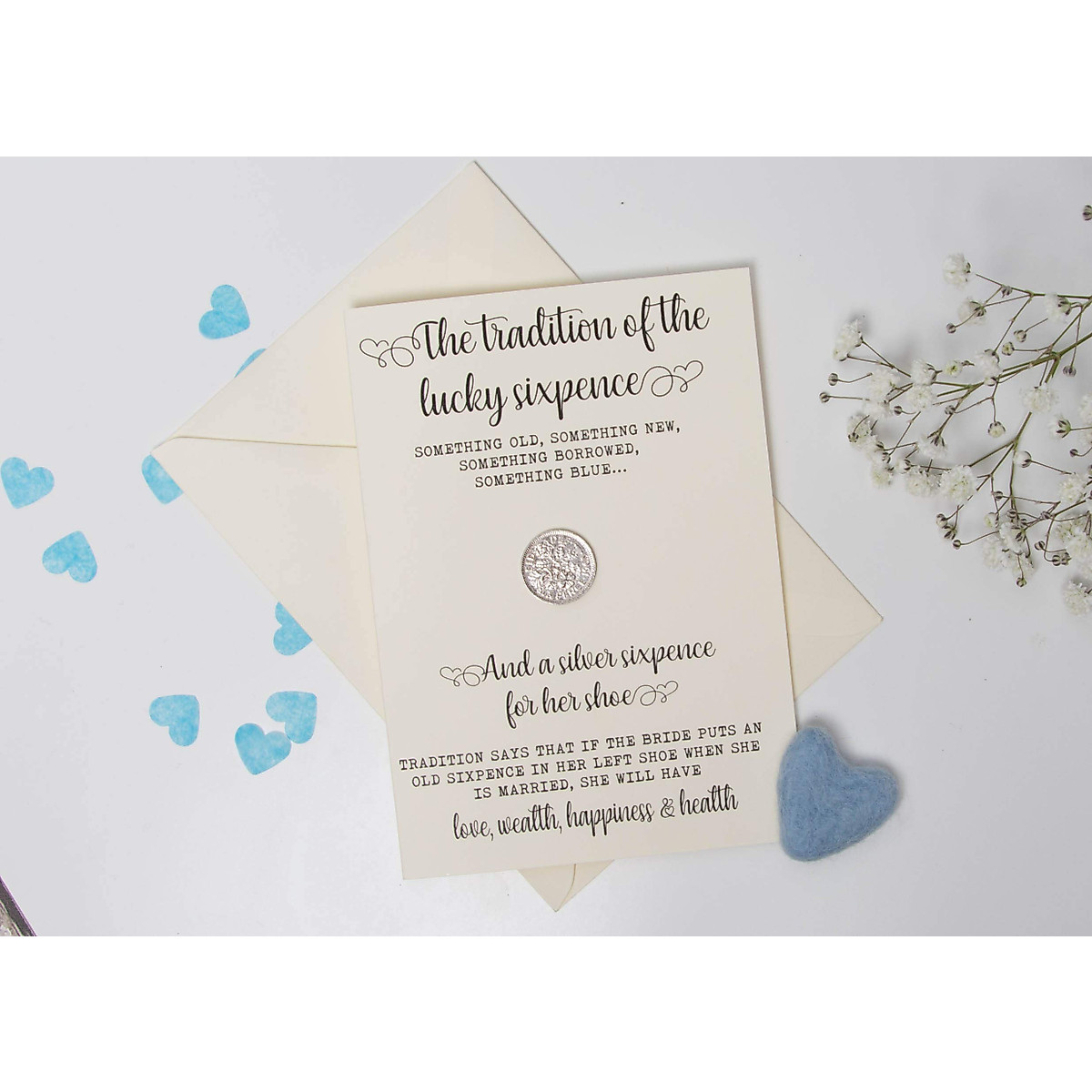 Bride's Sixpence Coin and Card | Sixpence Tradition | Something Old, Something New, Something Borrowed, Something Blue, and a Sixpence for Her Shoe - Wedding Gift for Bride to be - Bride Card