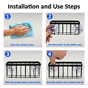 SHFKS Sponge Holder for Kitchen Sink Suction,Kitchen Sink Sponge Holder,Kitchen Sponge Holder,Dish Sponge Holder for Sink,Kitchen Sink Caddy (BLACK)