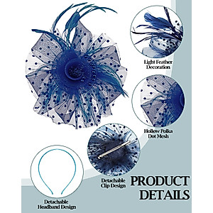 8 Pieces Fascinators Hats Tea Party Hats for Women Girls Flower Feathers Mesh Hat for Cocktail Party Church Wedding Christmas (Stylish Color)