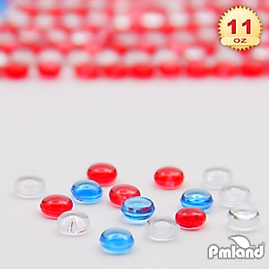 PMLAND Acrylic Mini Flat Marbles, Pebbles, Beads 3500+ Pcs 6 mm in Diameter for Vase Fillers, Brush Holder, Party Table Scatter, Wedding, Decoration, Crafts - Whire Red Blue
