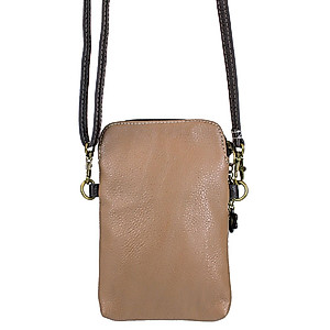 CHALA Cell Phone Crossbody Purse-Women PU Leather/Canvas Multicolor Handbag with Adjustable Strap - LaZzy Cat - brown