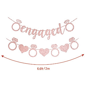 Engagement Party Decorations, Rose & Gold Engaged Banner, Bachelorette Party Favors, Glitter Diamond Bride Sign for Bridal Shower Hen Party Supplies Backdrop Decor (Rose Gold)
