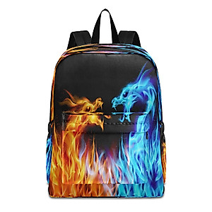 Cool Dragon Fire Backpack Travel Bag for Men Women, Lightweight Casual Daypack School Bag for Students Teens Girls Boys