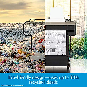 HP DesignJet T630 Large Format Wireless Plotter Printer - 24" (5HB09A), with Multipack and High-Capacity Genuine Ink Cartridges (10 Inks) - Bundle