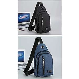 YERCHIC Small Sling Bag Crossbody Chest Shoulder Water Resistant Purse One Strap Travel Bag for Men Women With Earphone Hole BLACK