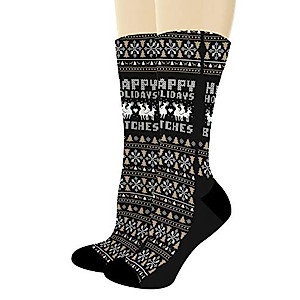 Fun Holiday Socks Happy Holidays Humping Reindeer Socks Christmas Clothes 1-Pair Novelty Crew Socks