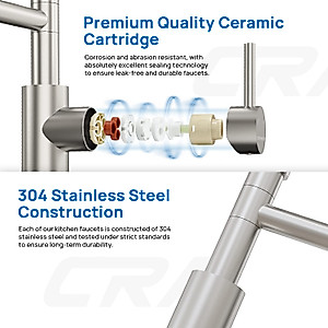 Kitchen Faucets,Craftespirit Kitchen Faucet with Pull Down Sprayer Kitchen Sink Faucet Brushed Nickel Kitchen Faucet with Sprayer