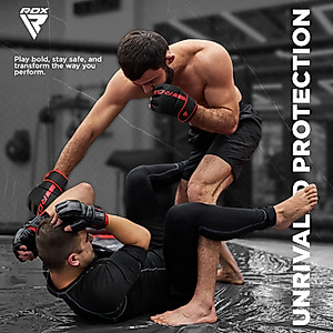 RDX Groin Protector for Boxing, Muay Thai, Kickboxing and MMA Training, Maya Hide Leather Abdo Gear for Martial Arts , SATRA Approved Abdominal Guard for Karate and Taekwondo (Black, Large)