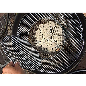 GasSaf Grill Grates Replacement for Weber 8835, 22.5 inch Charcoal Grills, Kettle, Performer, Master-Touch and Others, 21.5 Inches Gourmet BBQ System Hinged Stainless Steel Cooking Grate Grids