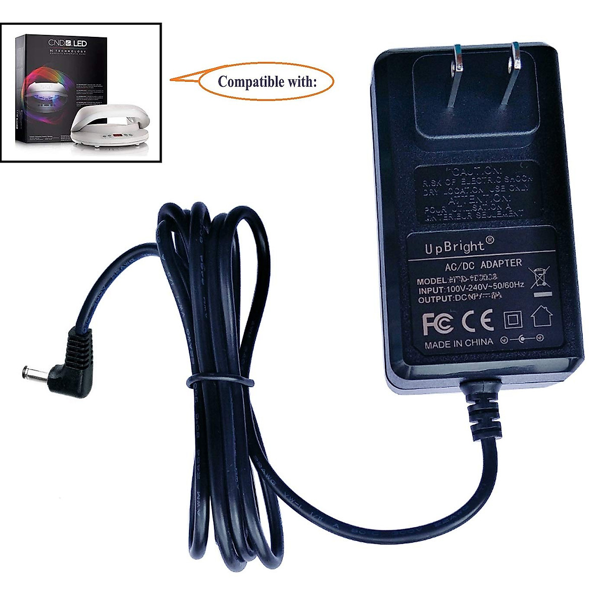 UpBright New 36V AC/DC Adapter Compatible with CND LED Lamp 3C Technology Light Dryer Model No: 9200 90200 09200 O9200 C09200 LED Light Lamp 100V-240V UV Type 2 Dryer 36VDC Power Supply Cord Charger