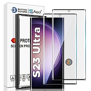 AACL for Samsung Galaxy S23 Ultra Screen Protector Tempered Glass, 3D Curved Glass for S23 Ultra 5G,6.8 Inch [Fingerprint Unlock][Anti-Scratch][Case Friendly][2 Pack]