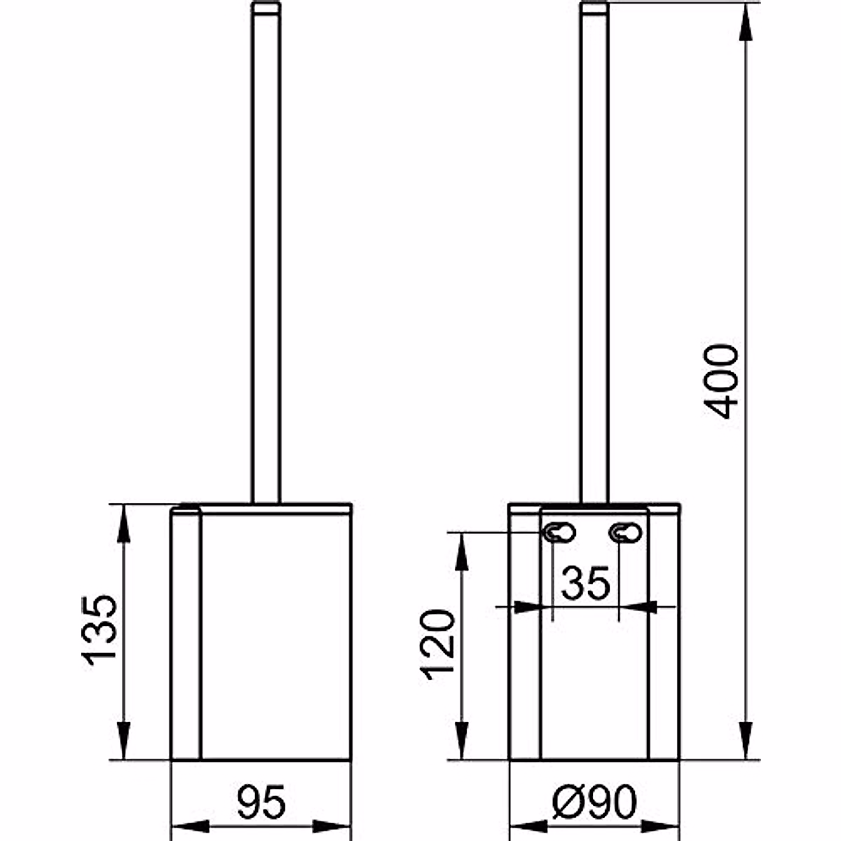 Keuco Plan Toilet Brush Set - Polished Chrome with Black Insert and Brush - 14972010200