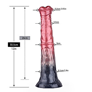 Realistic Dildo 12 Inch Liquid Silicone Dildo with Strong Suction Cup, Colourful Dildo Anal Plug Fake Penis Adult Sex Toy for Women