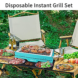 Disposable Grill, Portable Charcoal Grill, Grilling Kit for Indoor & Outdoor Cooking, Lightweight Ready to Use Instant Grill Set for Barbecue BBQ Picnic Camping Deck Gift for Christmas Xmas (Large)