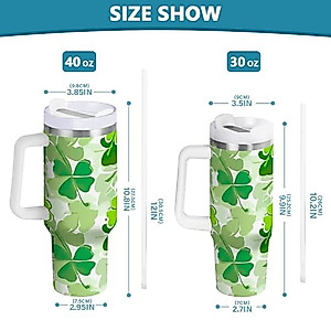 RPLIFE Green Clovers 40 Oz Tumbler, Stainless Water Bottle, Insulated Cups with Lids