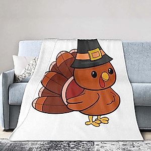 Throw Blanket 30x40 Inch,Turkey Bird Happy Thanksgiving Day Flannel Soft Cozy Fluffy Throw Blankets and Warm Throws for Adults in Couch Sofa Bed 40x30 Inch