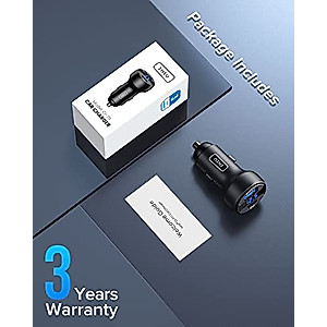 INIU USB C Car Charger, 66W Total [USB C+USB A] Car Charger Adapter with PD & QC, Fast Charging All Metal Tiny Car Phone Charger for iPhone 14 13 12 11 X Pro Samsung S21 Pixel iPad MacBook Air Tablet