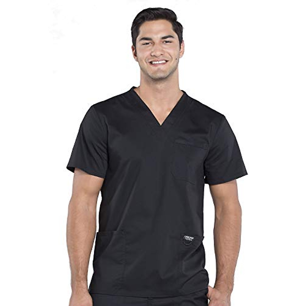 Cherokee V- Neck Men's Scrubs Top with Pockets WW670, L, Black