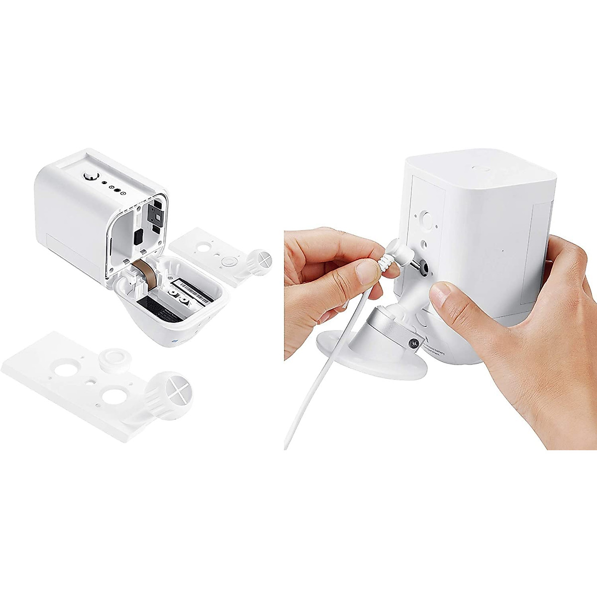 Wasserstein Solar Panel Compatible with Ring Spotlight Cam Plus/Pro/Battery, and Ring Stick Up Cam Battery - Includes Barrel Plug with USB C Adapter - 2W 5V Charging (3 Pack, White)