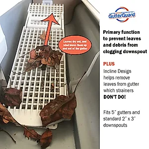 The Wedge Downspout Gutter Guard Plus for 6 inch gutters or 5 inch Gutters Includes Adapter for Oversize Gutters (4-Pack)