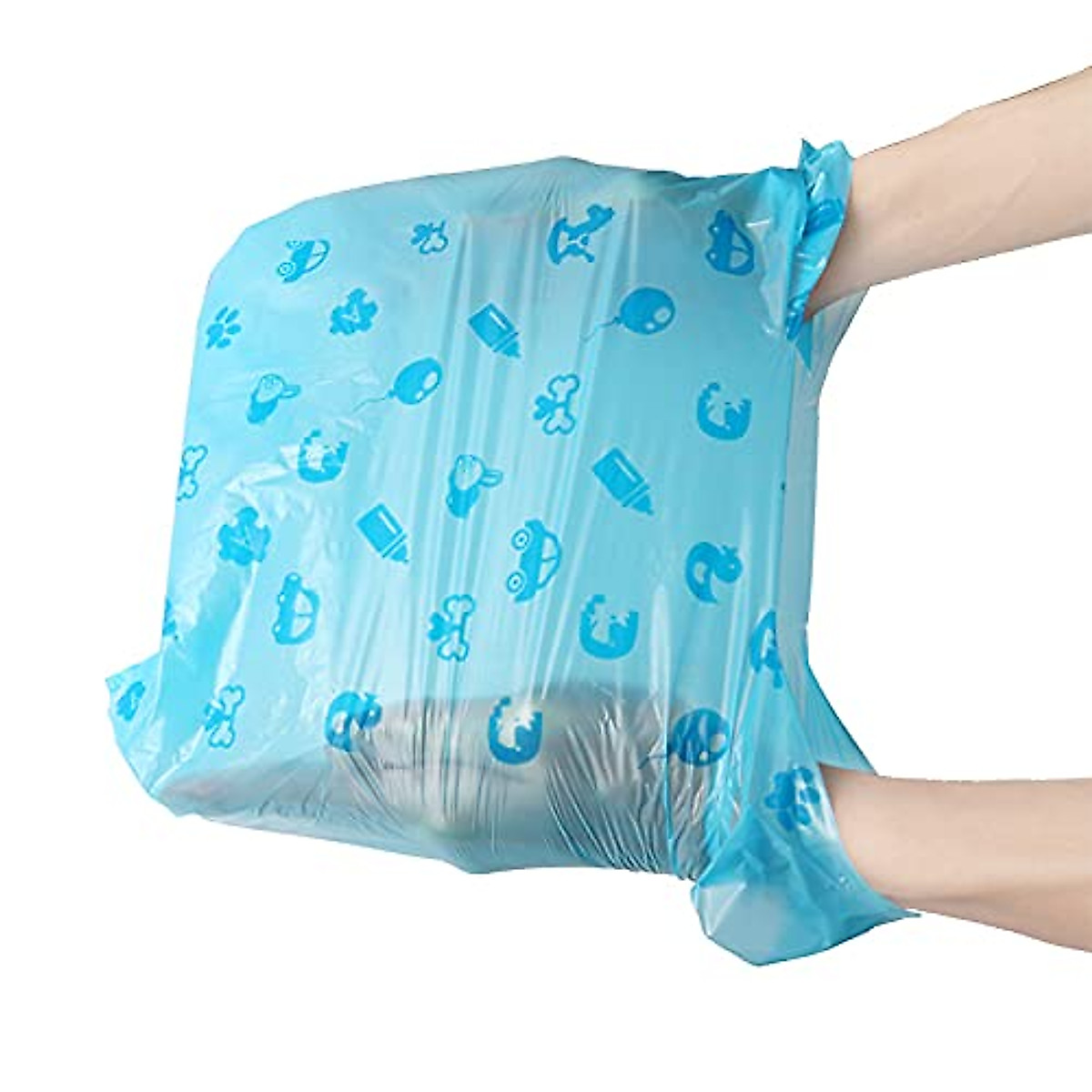 Disposable Diaper Bags with Easy-Tie Tabs, Degradable Diaper Trash Bags or Pet Waste Bags, With Cute Pattern Unscented Biodegradable Diaper Sacks, 200 Counts