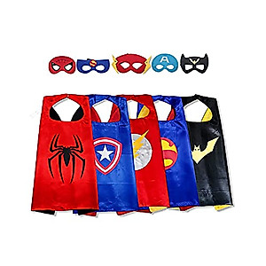 Superhero Themed Birthday Party Supplies Kid's Cosplay Game Costume Avenger Capes & Mask Happy Birthday Banner Balloons Decorations Perfect for Boys and Girls Birthday Party,Super Hero Party Favors