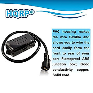 HQRP 7-Way RV Trailer Camper Truck Plug Cord w/ 7-Pole Wiring Junction Box / 7-Pin Inline Harness Cable Blade Wire Connector Towing Wiring Connect Kit - 6ft, Weatherproof and Corrosion Resistant