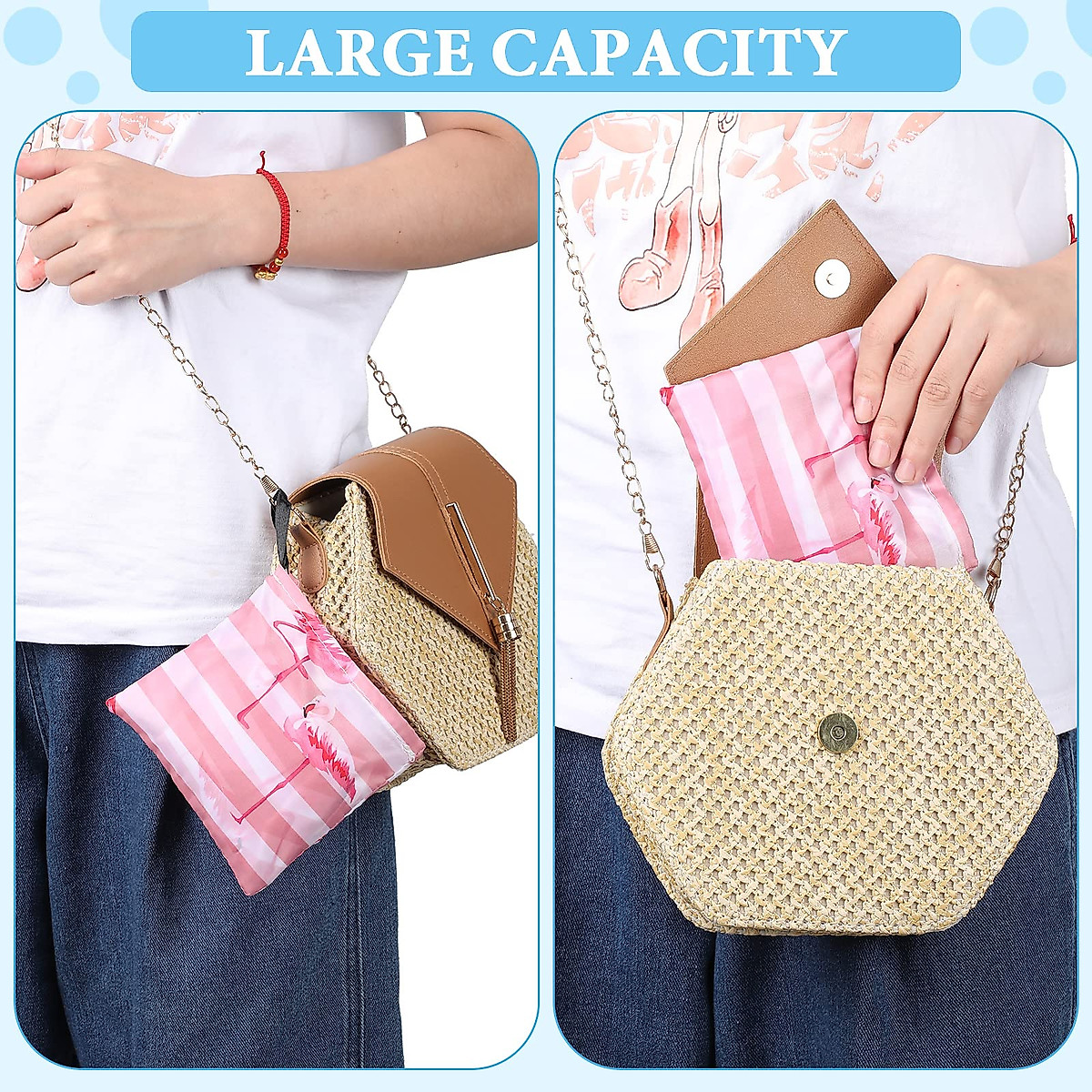 Shappy 25 Pack Reusable Shopping Bags Floral Grocery Bags Foldable Tote Bags Machine Washable Bags for Kitchen Waterproof Lightweight, As Pictures Shown