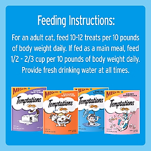 Temptations Classic Crunchy and Soft Cat Treats Variety Pack with Creamy Dairy, Tempting Tuna, Shrimpy Shrimp, and Tantalizing Turkey Flavors, (6) 6.3 oz. Pouches