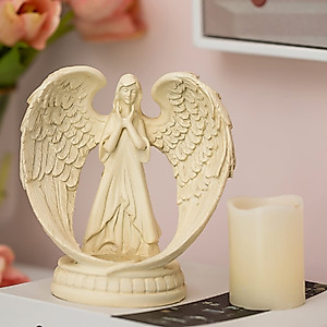 Angel Statue Tea Light Holder - Blessing Angel Figurine Candle Holder for Garden Home Altar Shelf Decor Favors Sympathy Gift Memorial Tribute Remembrance Funeral Decoration