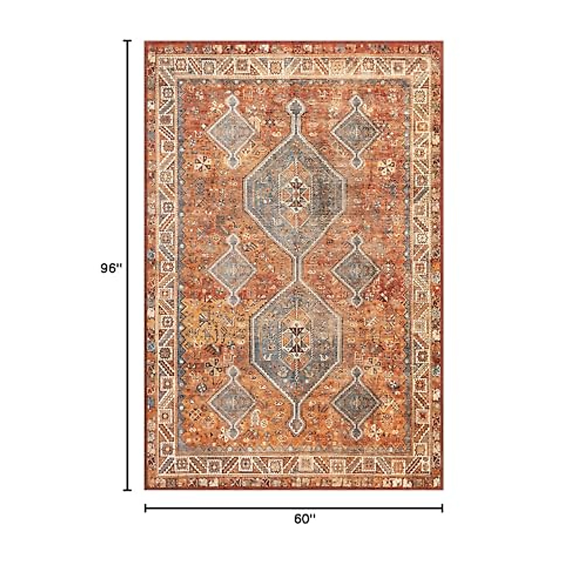 nuLOOM 5' x 8' SpinClean Machine Washable Stain-Resistant Area Rug Low Profile for Living Room, Bedroom, and Dining Room, Ashen Rust