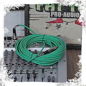 Fat Toad XLR Microphone Cables (2 Pack) 50ft Pro Audio Green Mic Cord Patch Extension & Male to Female Lo-Z Connector | 24 AWG Shielded Wire & Balanced for Speakers, Recording Studio Mixer Gear