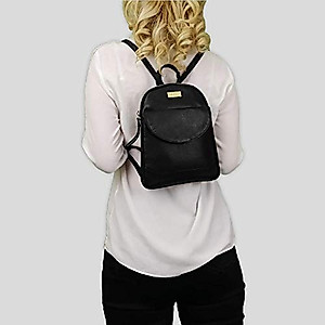 Genuine Leather Backpack For Women & Men- Fits Ipad upto 9inch Leather Mini Backpack Unisex Bag Bookbag College Bag (Black)