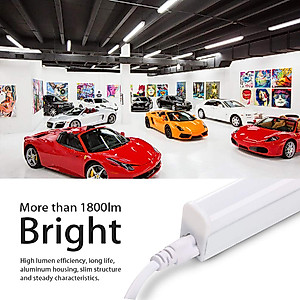 Kihung (8 Pack) LED T5 3FT Tube Light Fixture, 15W, 1800lm, 6500K, 3 Foot Linkable LED Shop Light Tube, Ceiling, Workshop, Corded Electric with Built-in ON/Off Switch