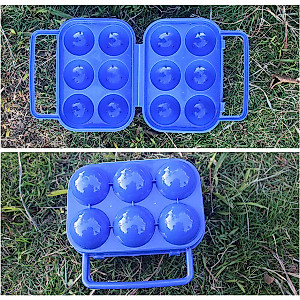 VolksRose Portable 6 Eggs Slots Holder Shockproof Storage Box for Camping Hiking - Blue