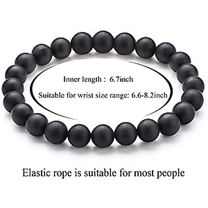 Q&D&S Natural Lava Beads Bracelet for Men Stretch Elastic Bracelets Adjustable Braided Rope Gemstone Bracelets for Women (Style A)