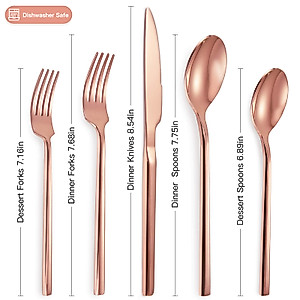 Gold Silverware Set, 20-Piece Stainless Steel Flatware Cutlery Set Service for 4, Tableware Utensils Set Includes Knife/Spoon/Fork for Kitchen Home Restaurant Gift, Mirror Polished, Dishwasher Safe
