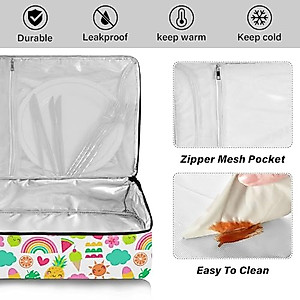 Kcldeci Insulated Thermal Food Carrier Insulated Casserole Carrier for Hot or Cold Food,Summer Elements Insulated Tote Bag for Potluck Cookouts Parties Picnic,Lasagna Lugger