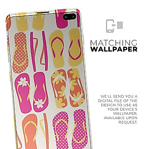 DesignSkinz Vibrant Pink & Yellow Flip-Flop Vector Protective Vinyl Decal Wrap Skin Cover Compatible with The Samsung Galaxy S20 (Screen Trim & Back Glass Skin)