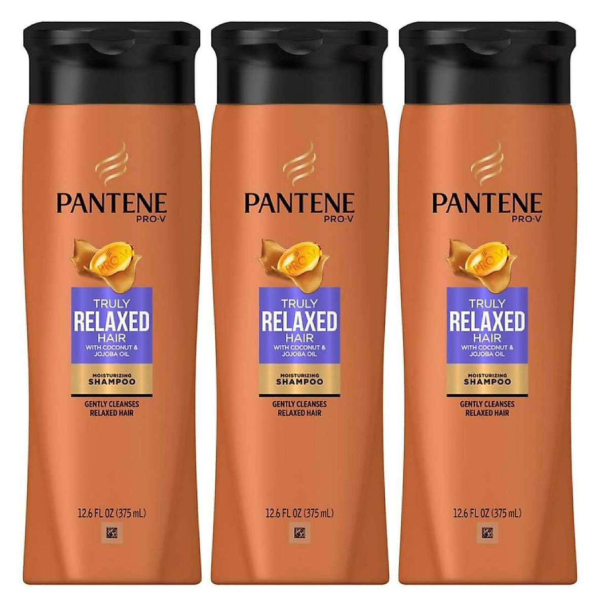 Pantene Pro-V Truly Relaxed Hair Moisturizing Shampoo with Coconut & Jooba Oil 12.6 Ounce (372ml) (Pack of 3)